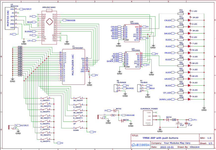 GitHub - nikscave/arduinoarp_1.1_YMMV: Revision 1.1 of the arpeggiator module based on Arduino nano